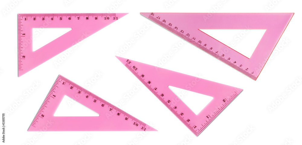 Set with different rulers with measuring length markings in centimeters ...