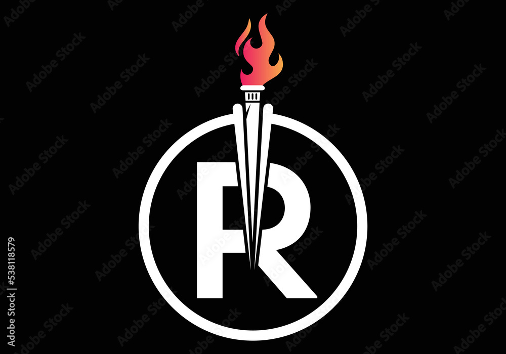 Initial Letter r Fire Torch Concept With Fire and Torch Icon Vector ...