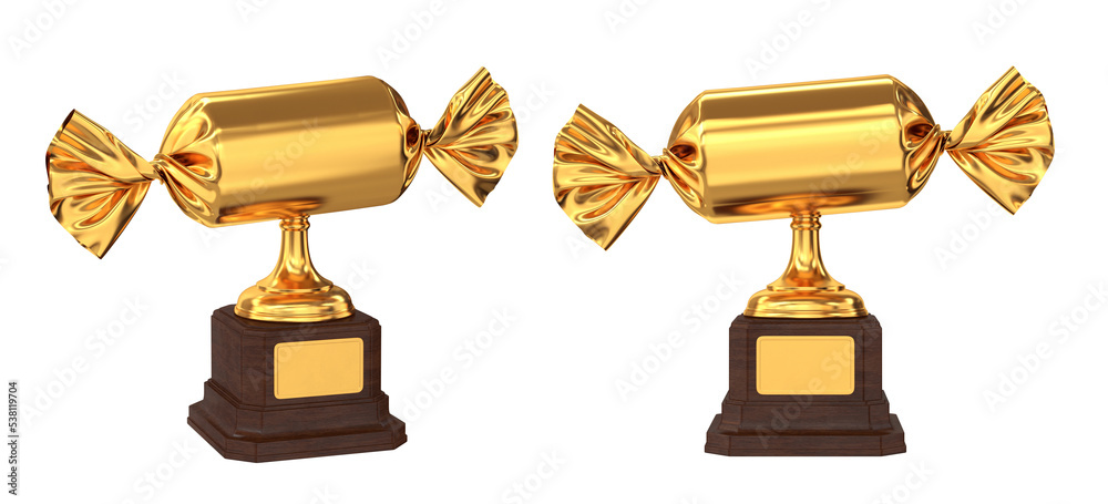 Set of golden trophies candy on a white background, 3d render Stock ...