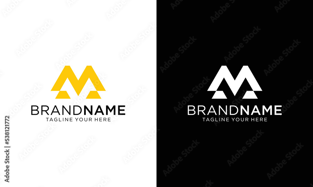 Letter M Logo Template, Symbol, Icon, Design on a black and white ...