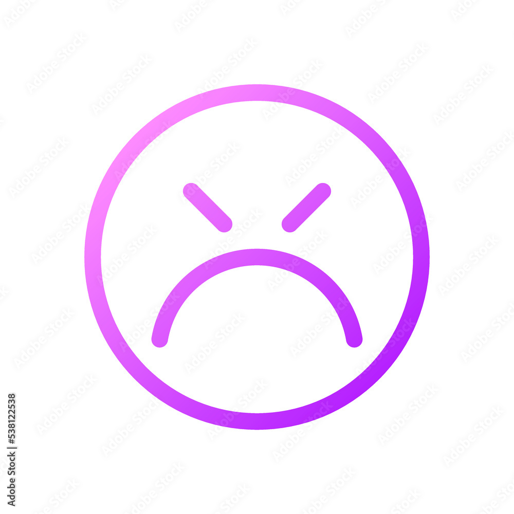 Mad emoticon pixel perfect gradient linear ui icon. Emotional ...