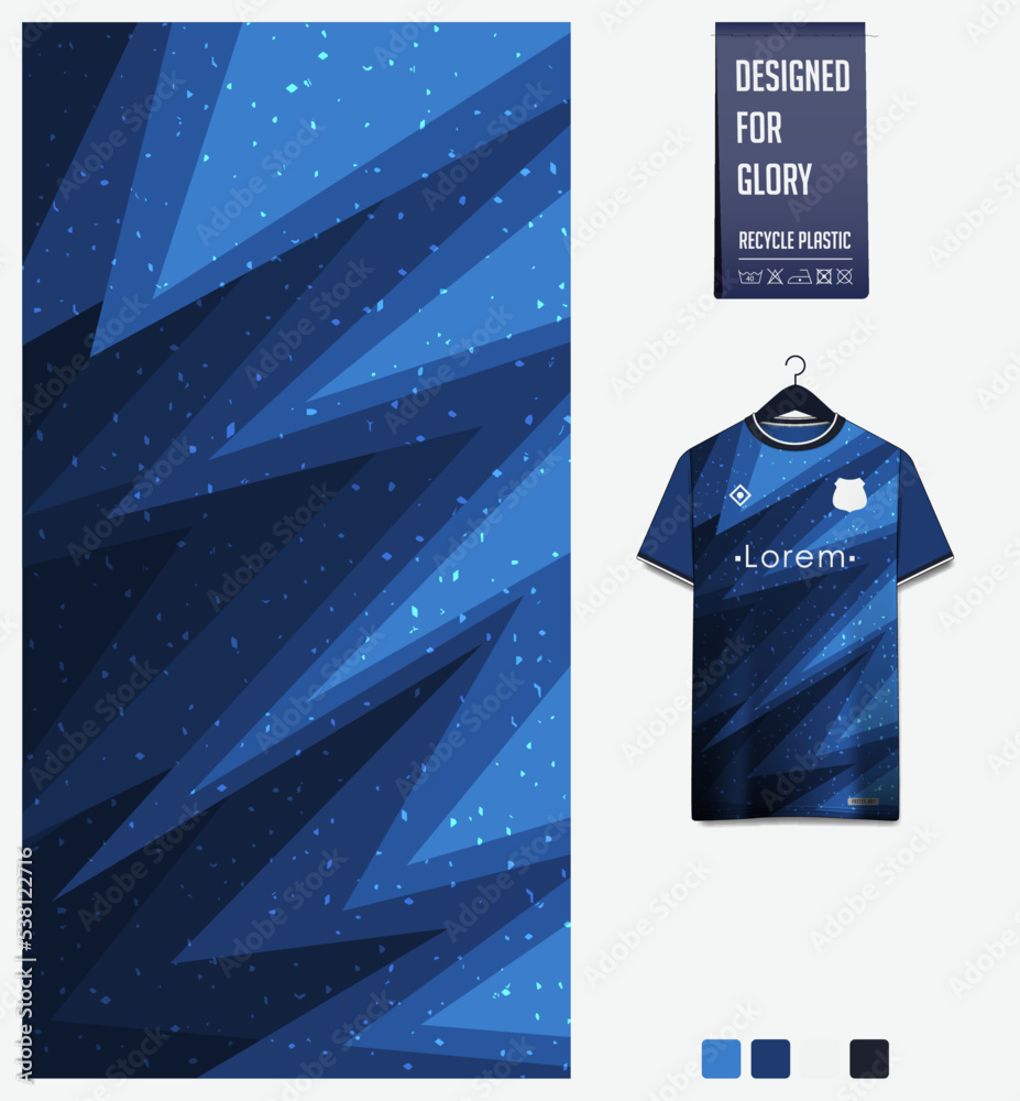 Soccer jersey pattern design. Abstract pattern on blue background for ...
