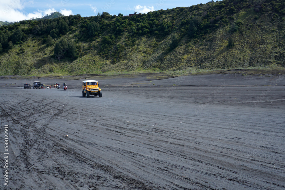 Bromo, Indonesia. October 2022. Panning photo of a four wheel drive ...