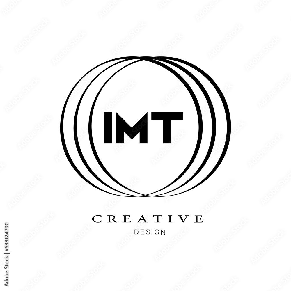 Design of the IMT letter logo in a circle on a white background ...