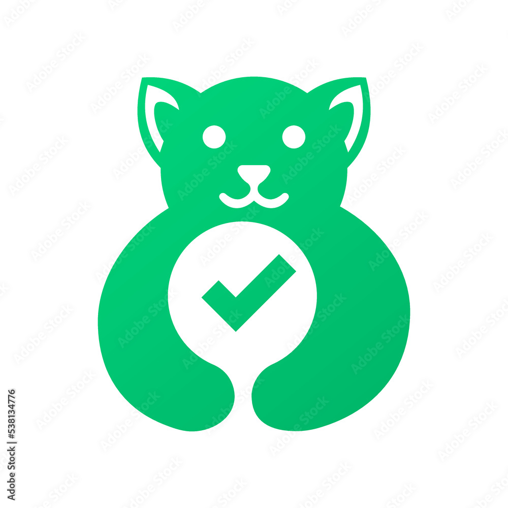 Dog Check Mark Logo Negative Space Concept Vector Template. Dog Holding ...