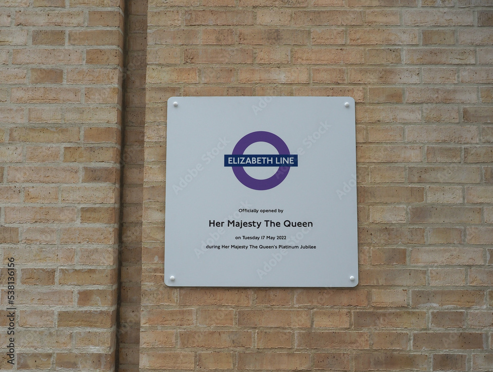 Elizabeth Line tube station officially opened by the Queen in Lo Stock ...