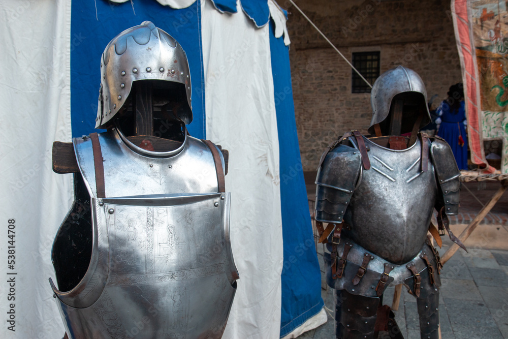 Historical re-enactments medieval weapons and armor appearing in ...