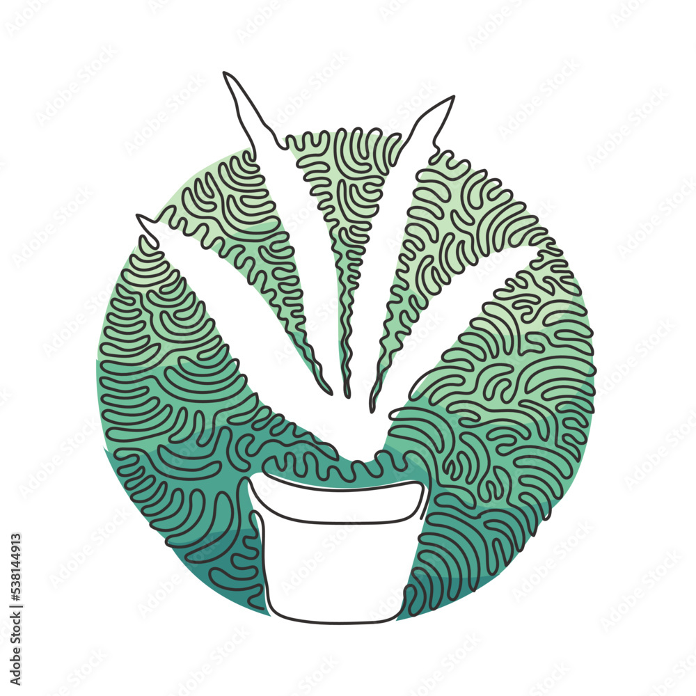 Single one line drawing potted snake plant for home decor logo identity ...