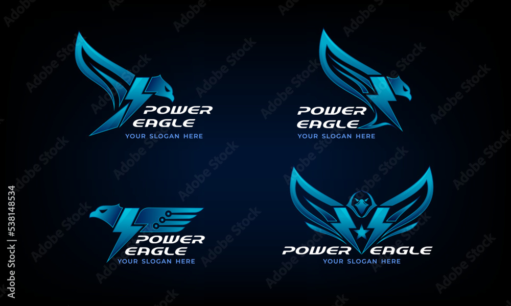 Set collection of power eagle logo design templates Stock Vector ...