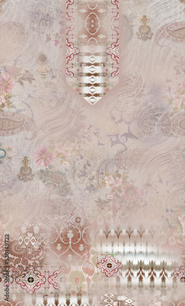 Indian kurti digital background with traditional motif font side Stock ...