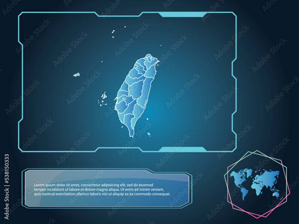 Taiwan Map infographic technology blue Color element collection ...