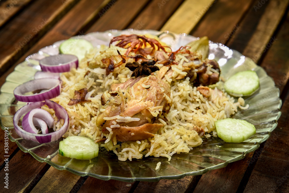 Delicious mutton biryani top view.Biryani rice dish Beautiful Indian ...