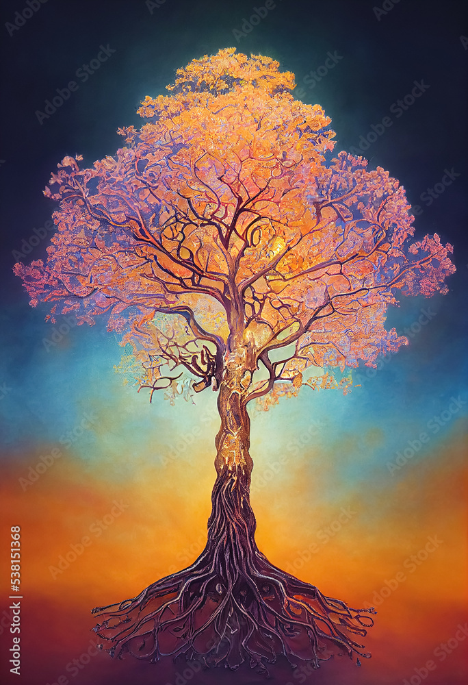 Beautiful tree of life, mythological sacred tree, spiritual healing ...
