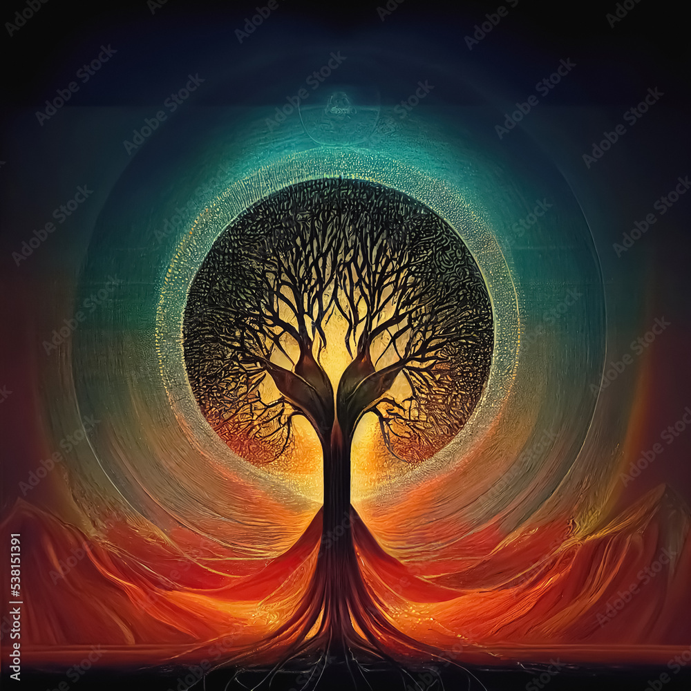 Beautiful tree of life, mythological sacred tree, spiritual healing ...