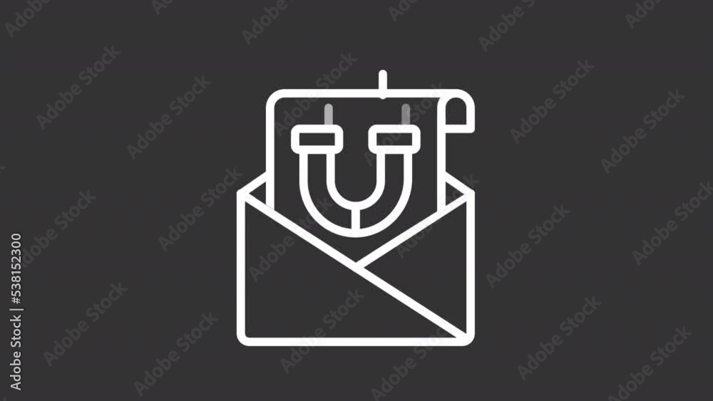 Animated email promo white line icon. Promotional digital message ...