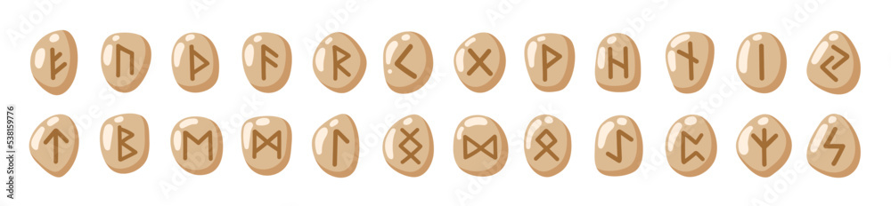 Runes collection. Runic nordic alphabet. Viking celtic futhark symbols ...