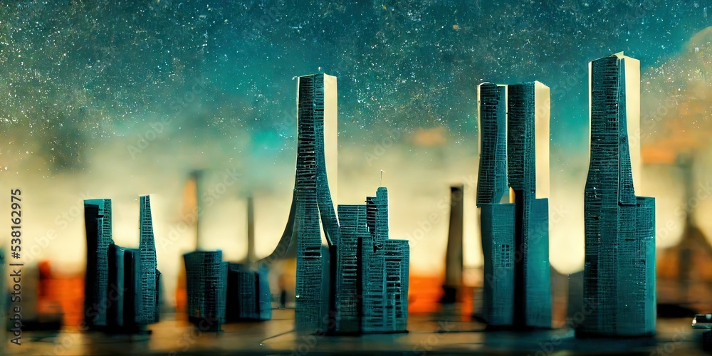 Miniature architectural mock-up futuristic city props, beautiful design ...