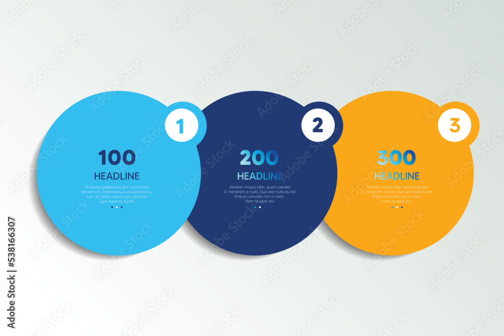 Circle first, second and third diagram, scheme, chart. 3 template for ...