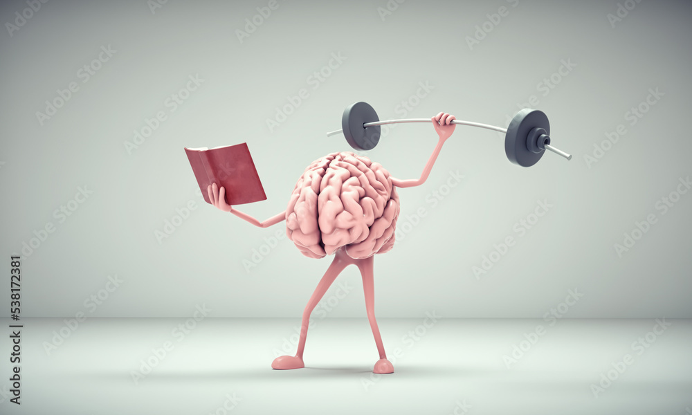 Human brain lifting weight and reading a book. Private lessons and ...