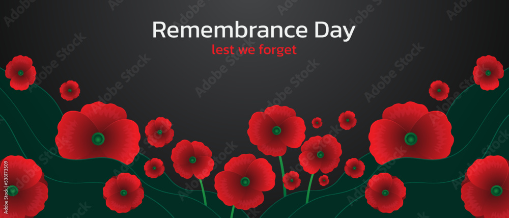 Remembrance day concept, Background with beautiful red poppies. Vector ...