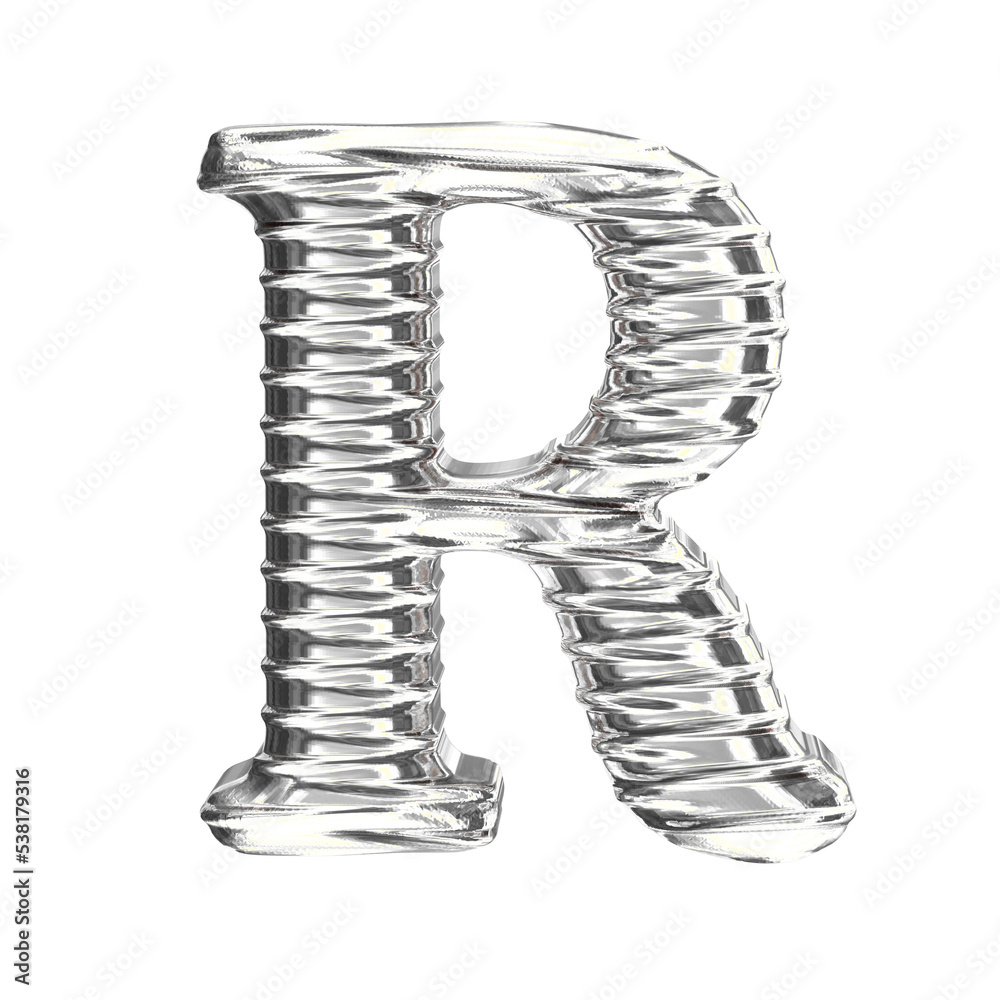 Fluted silver letter r Stock Illustration | Adobe Stock