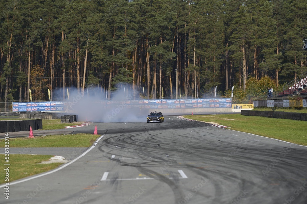 11-05-2022 Riga, Latvia a car driving on a race track with a lot of ...