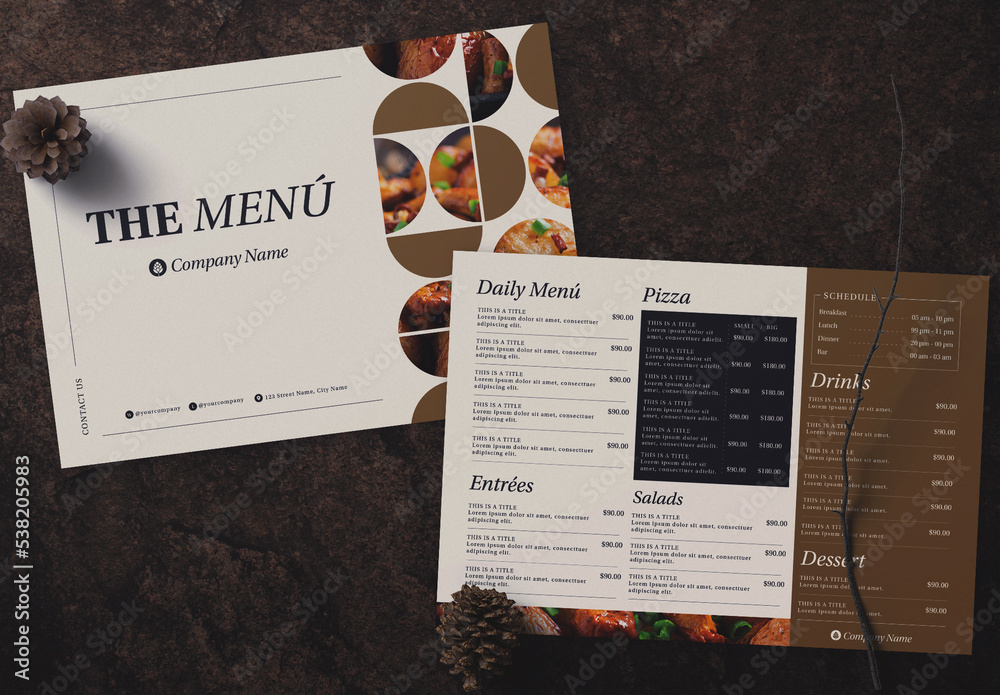 Landscape Food Menu Layout Stock Template | Adobe Stock