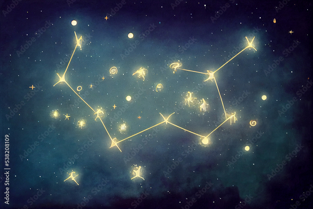 Starry sky. Constellations of the zodiac. Astrology Stock Illustration ...