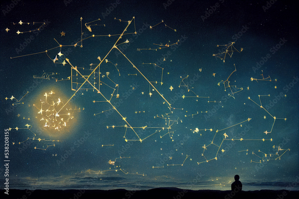 Starry sky. Constellations of the zodiac. Astrology Stock Illustration ...