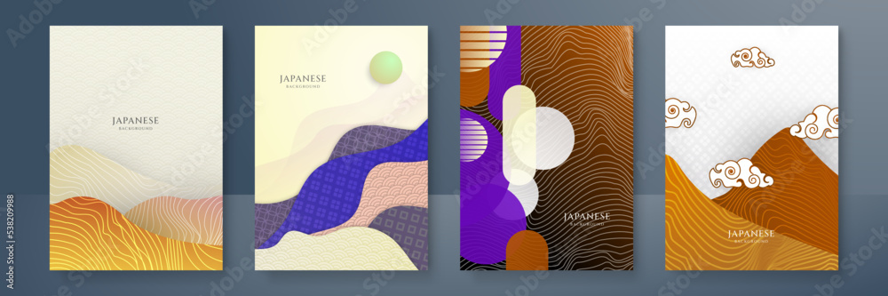 Geometric template in traditional Japan style, modern abstract covers ...