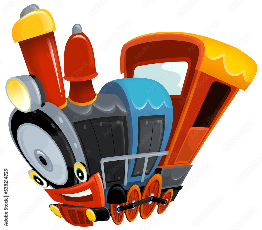 cartoon scene with old type locomotive train isolated illustration for ...