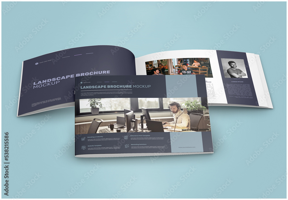 Landscape Brochure Cover and Inside View Stock Template | Adobe Stock