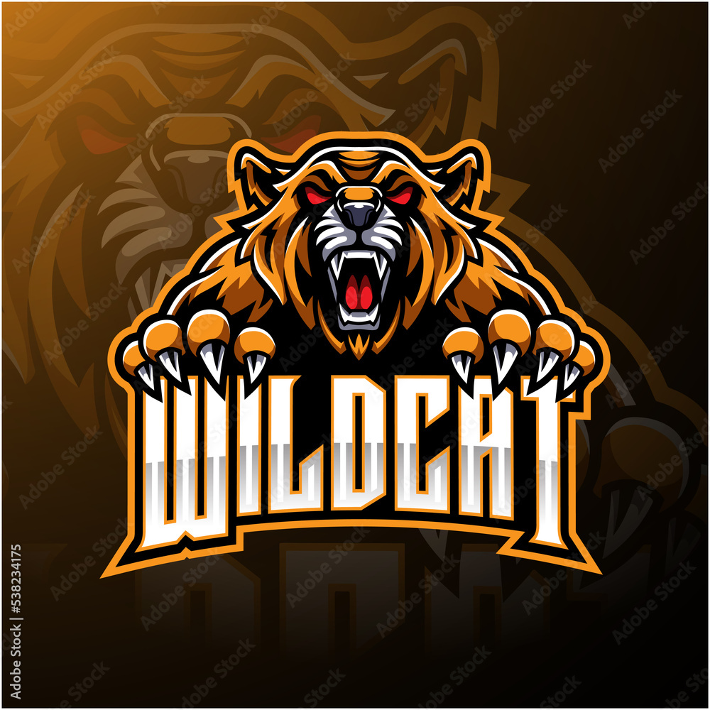 Angry wildcat face mascot Stock Illustration | Adobe Stock