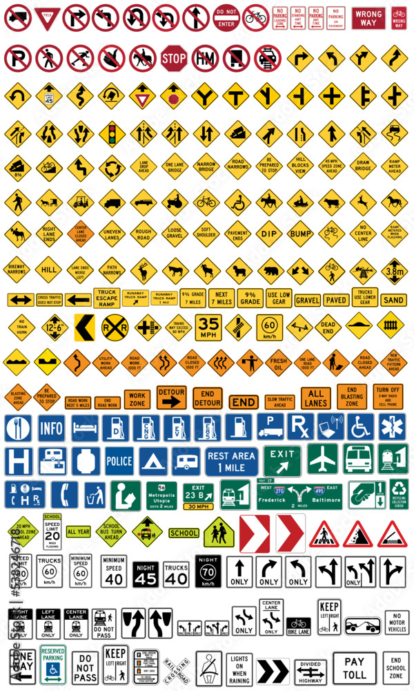 hundres of different highly detailed and fully editable vector Traffic ...
