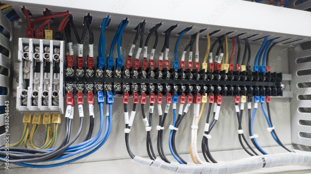 Electrical Power circuit Control with wire terminal connection bolt ...