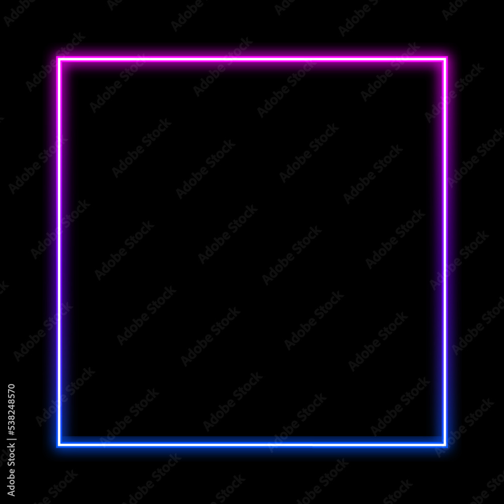 The neon square frames design concept. Abstract neon light creative ...