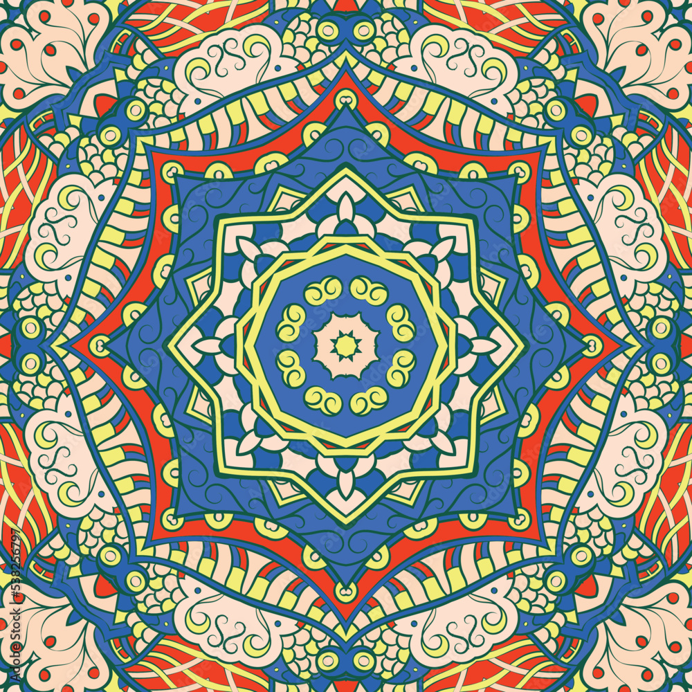 Seamless tile texture. Tracery mehndi design image. Ethnic doodle art ...