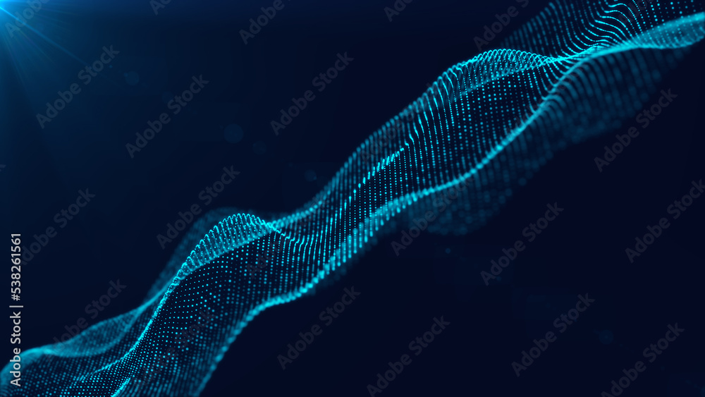 Blue wave particles background, Blue flowing particles background, abstract blue background of ...