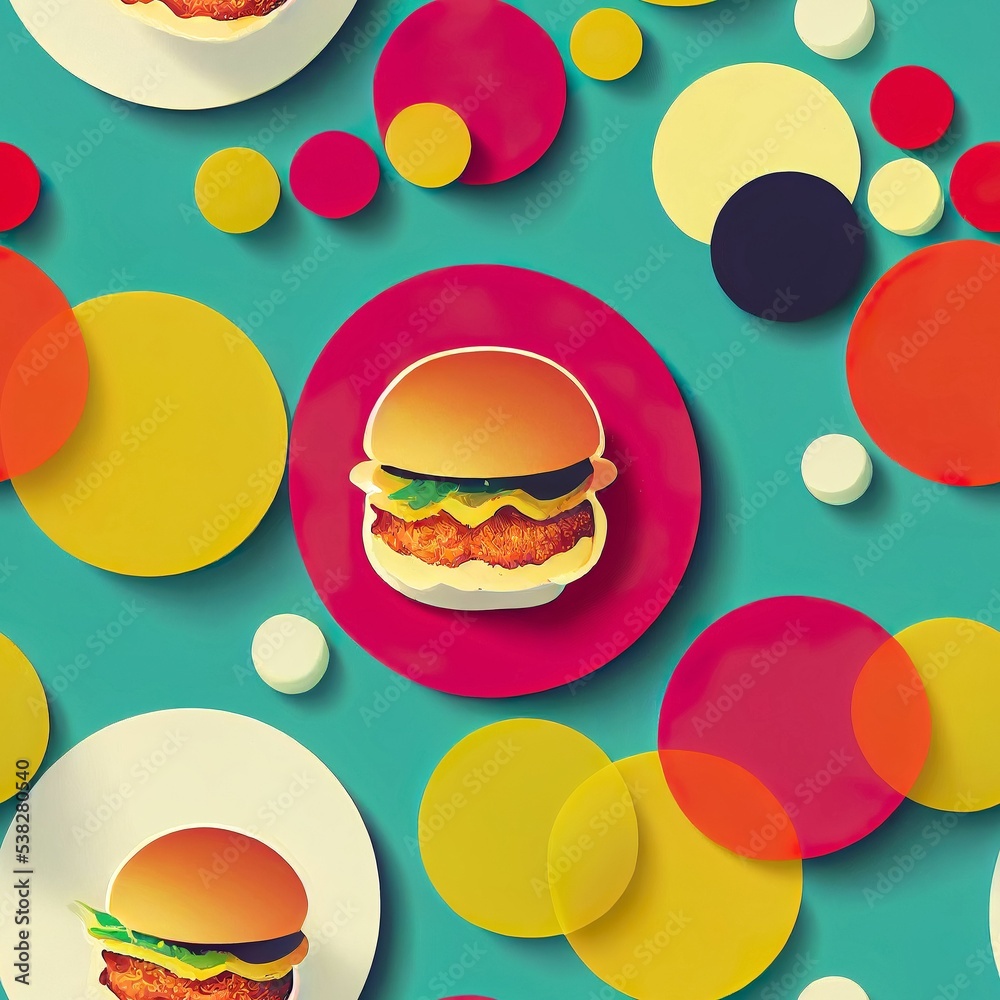 seamless hamburger texture repeating food illustration digital art ...