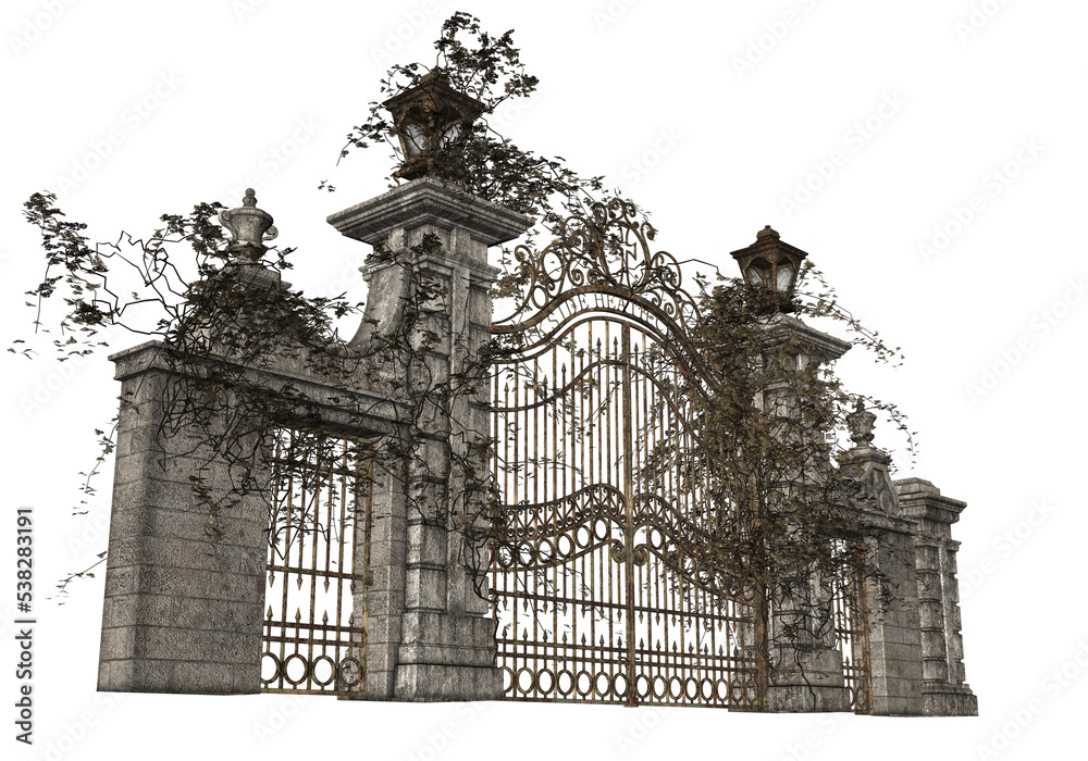 3D Rendered Vintage Cast Iron Gate on Transparent Background - 3D ...