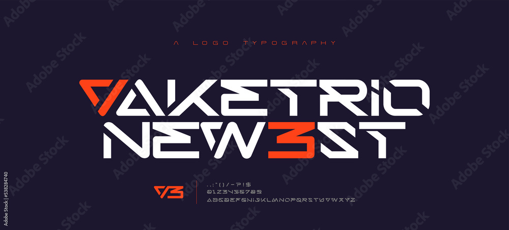 Abstract scifi modern alphabet fonts. Science fiction typography sport ...