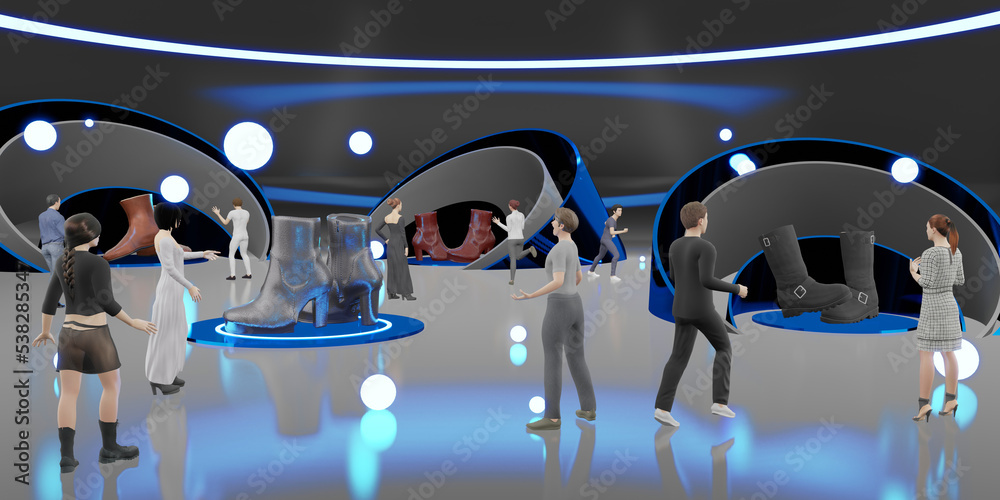 Metaverse Avatar online store with legs podium showcases in Metaverse ...