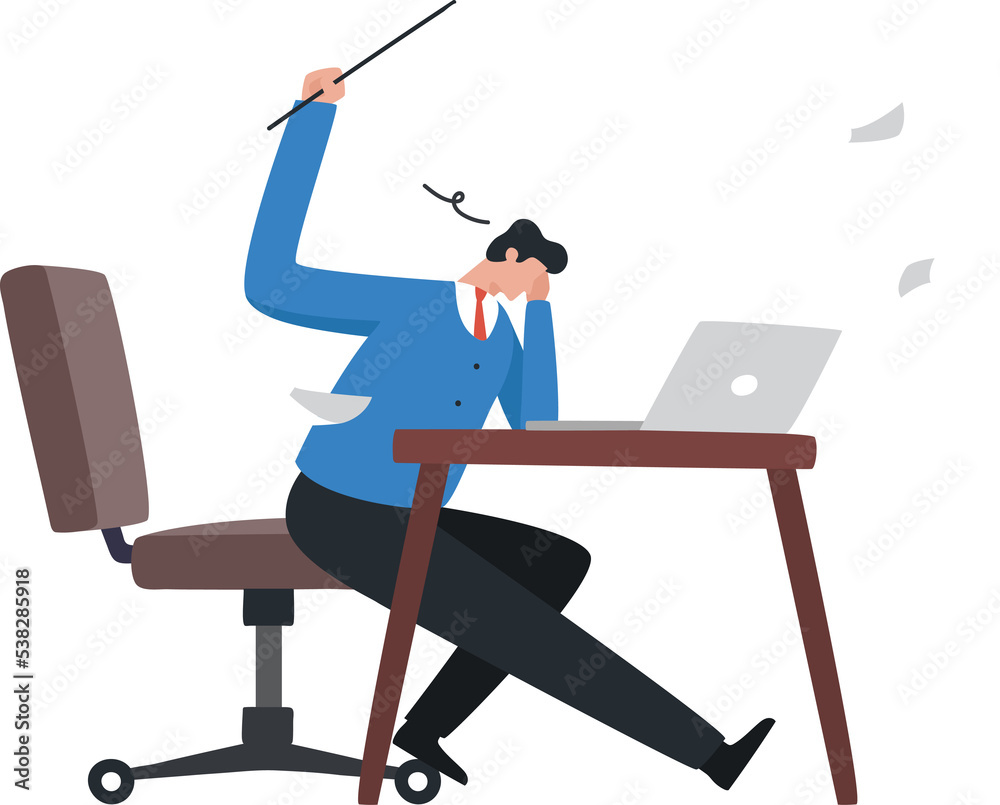 Boring office worker. Employees bored in the office, less efficient ...