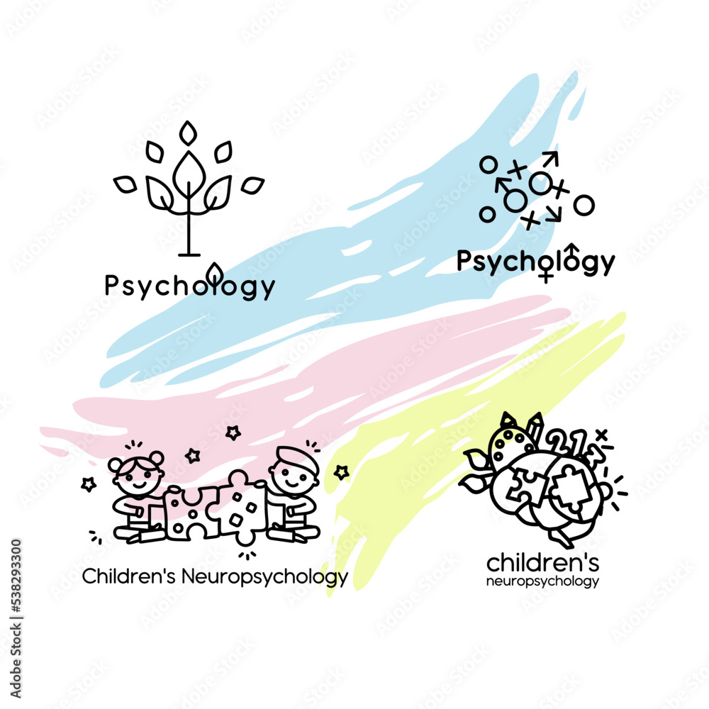 Set of vector logos of psychology. Letter psi. Tree with leaves on a ...