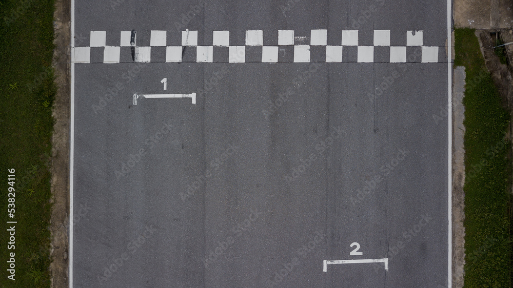 Aerial top view grid start, Start of track, Racing asphalt road Stock ...