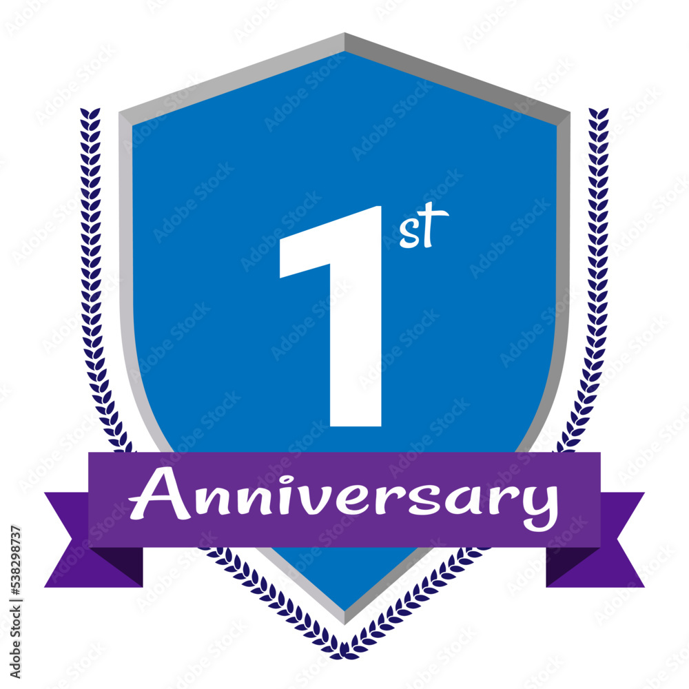 1st Anniversary. Anniversary sign collection isolated on white ...