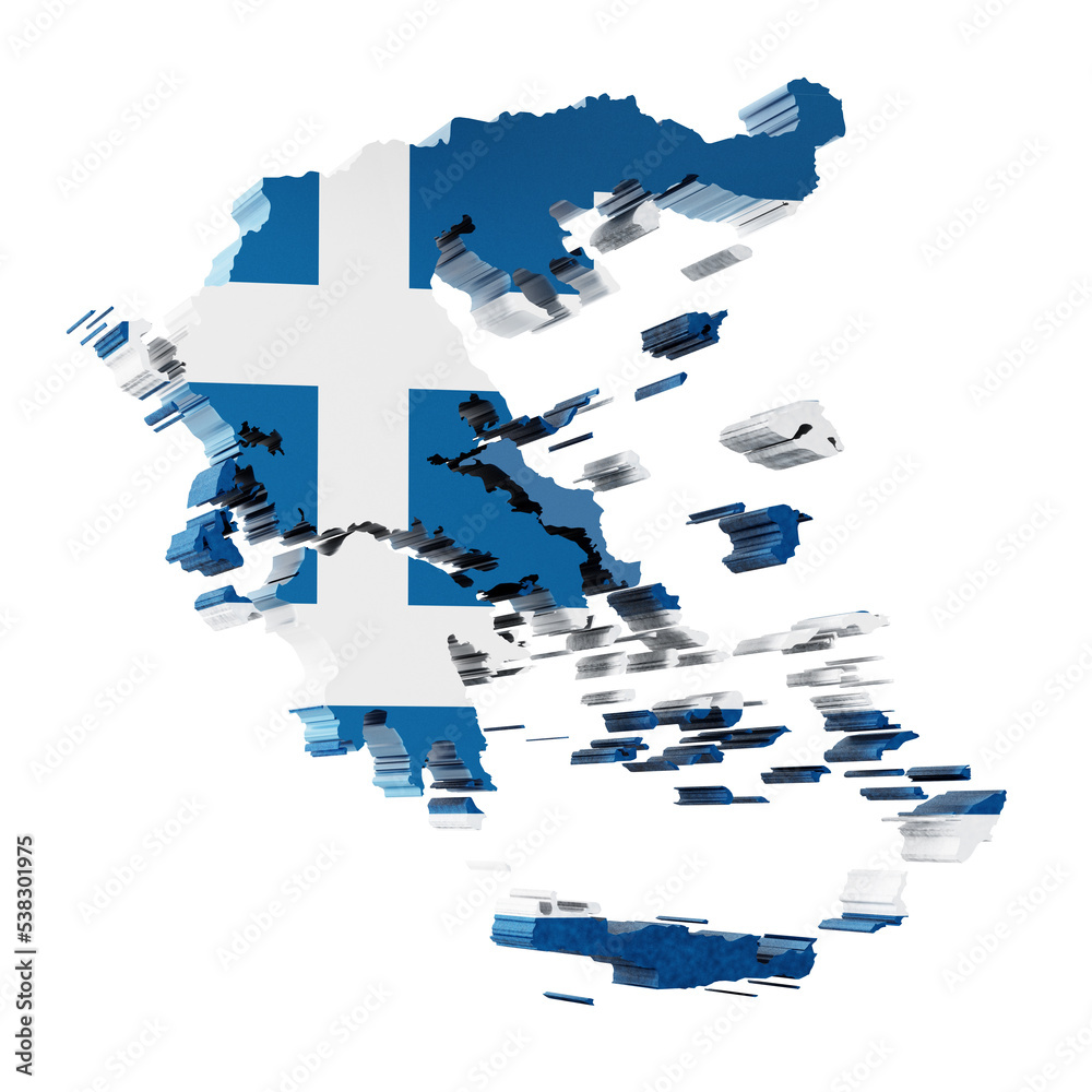 Greece map with Greek flag texture on transparent background Stock ...