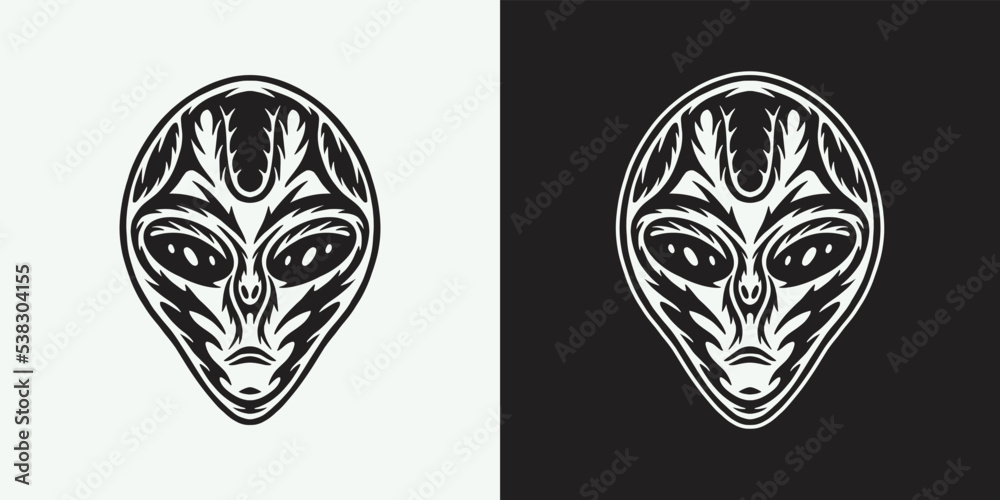 Vintage retro space alien ufo. Can be used for logo, badge, label. mark ...