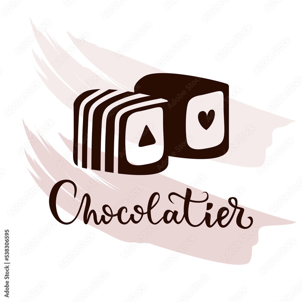 Vector illustration with chocolate candies. Vector logo for ...