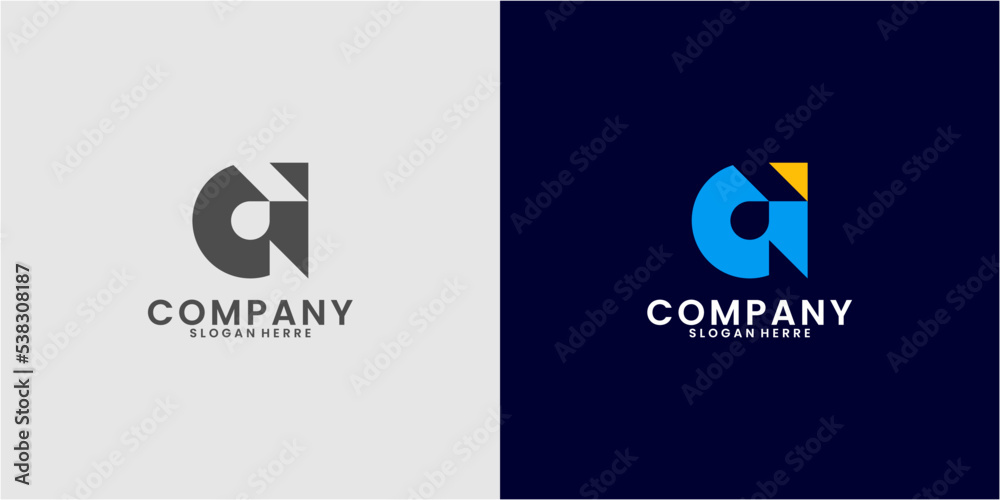 Initial lowercase letter ai, curve rounded logo Stock Vector | Adobe Stock